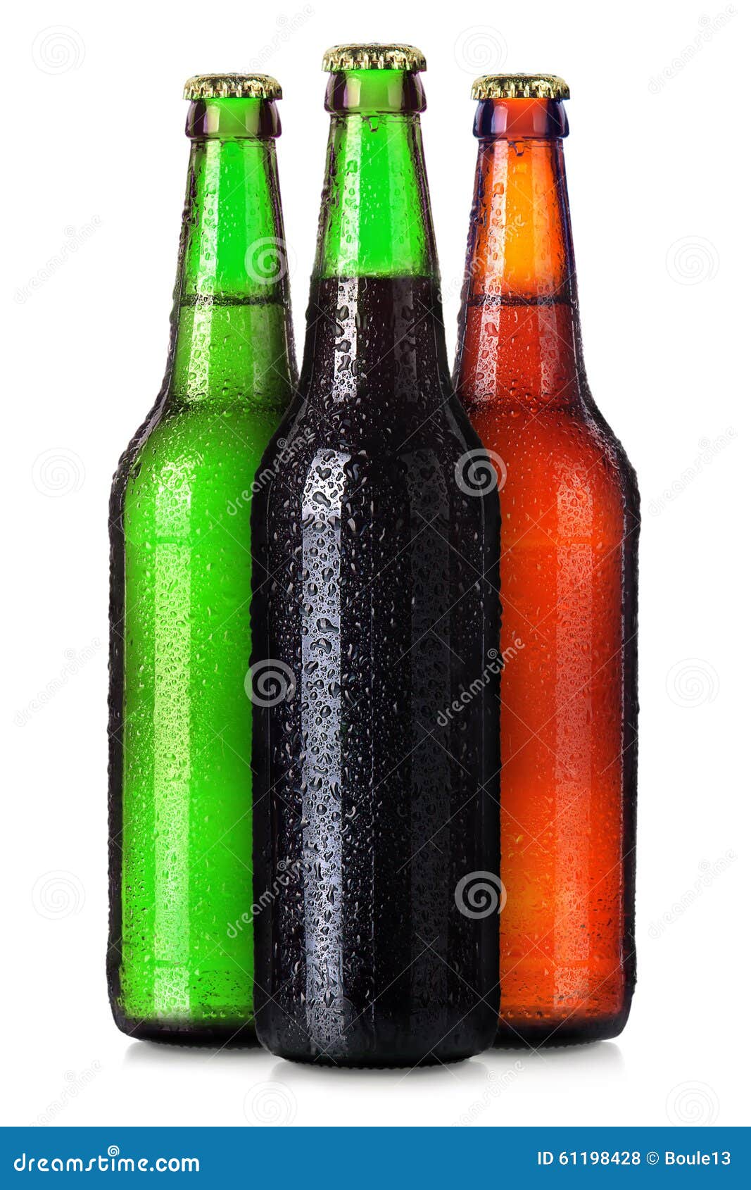Set of Beer S Bottles with Frosty Drops Isolated Stock Photo - Image of ...