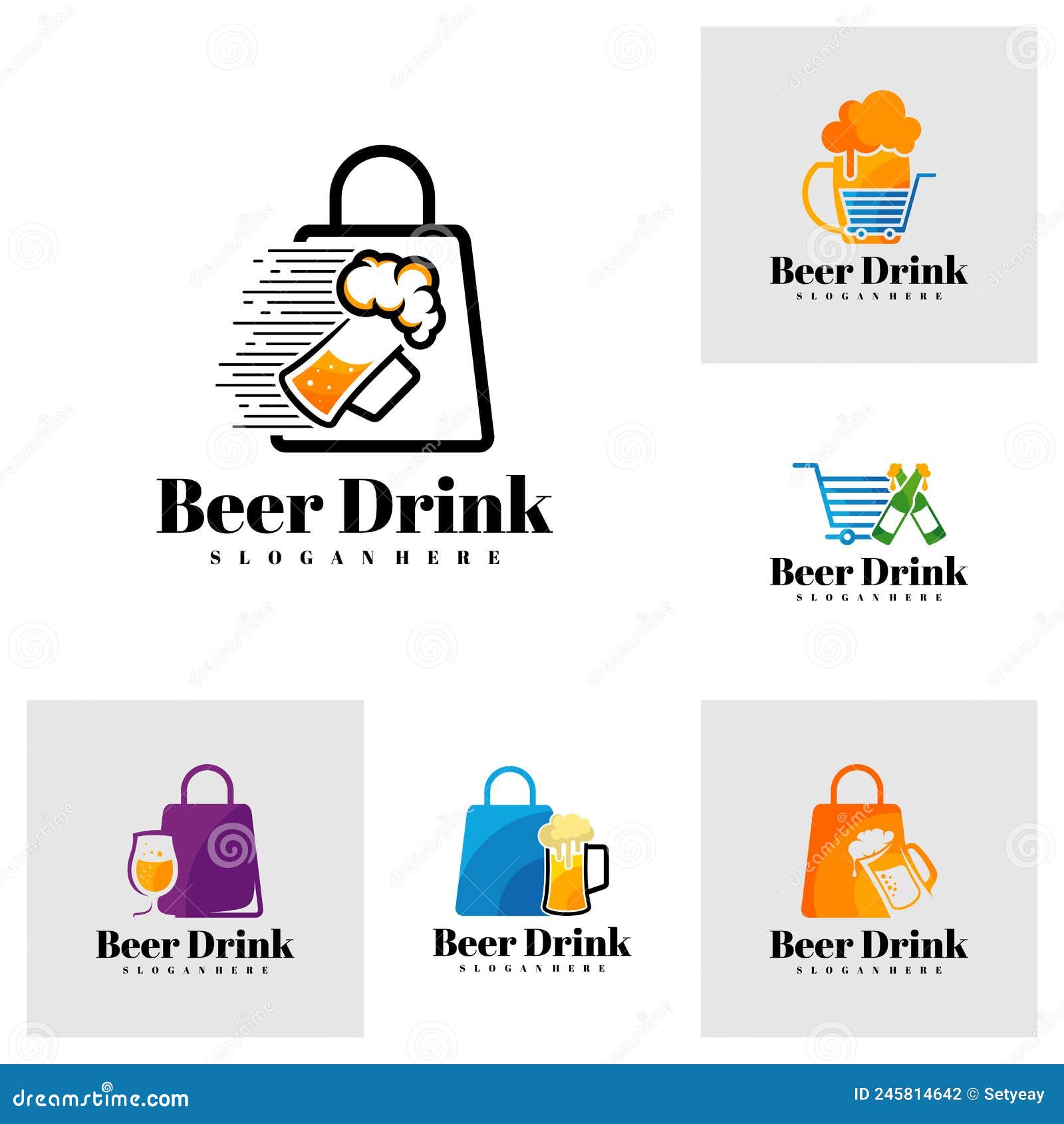Set of Beer Shop Logo Design Vector, Creative Beer Drink Logo Design ...
