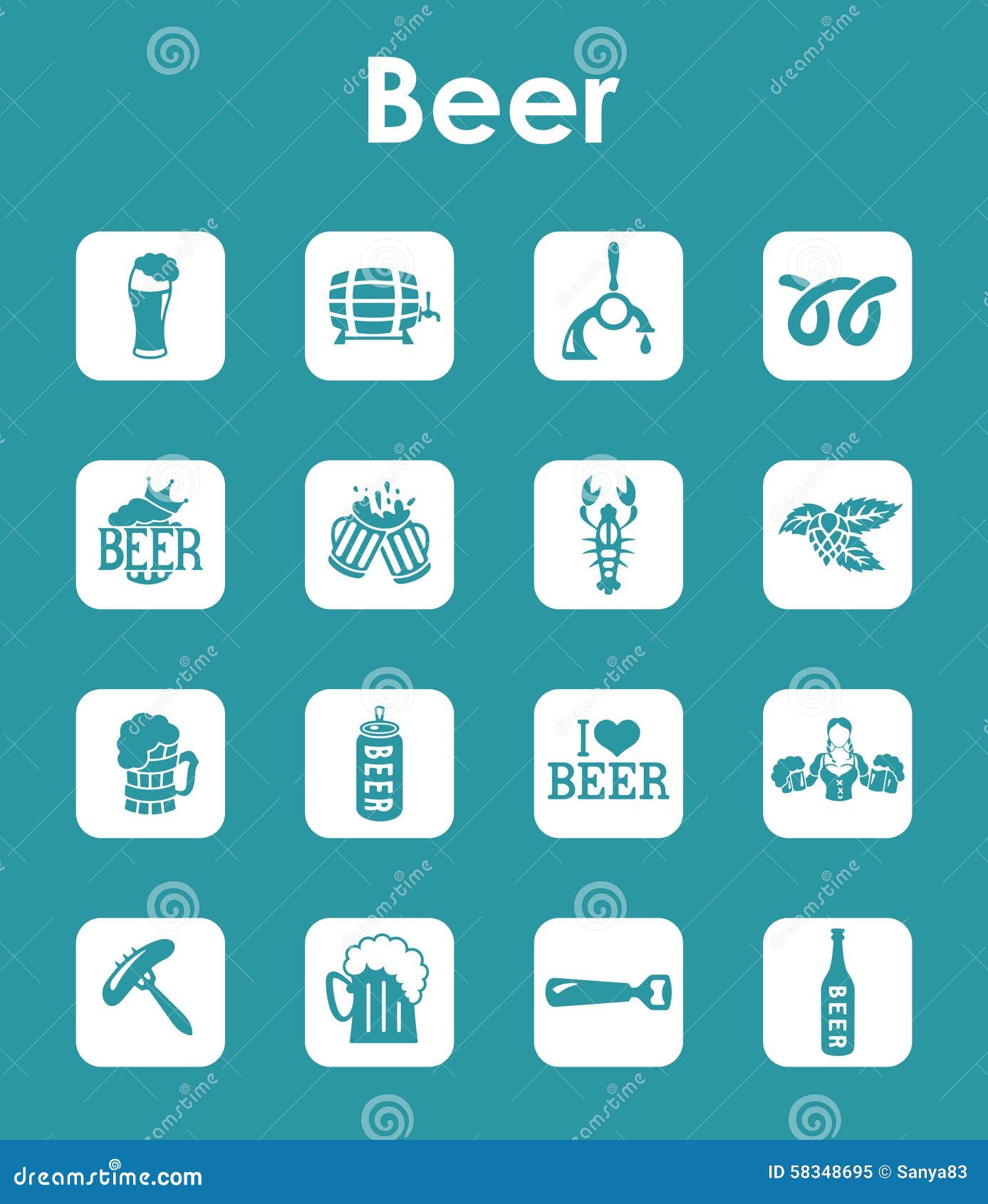 Set of beer simple icons stock vector. Illustration of clipart - 58348695