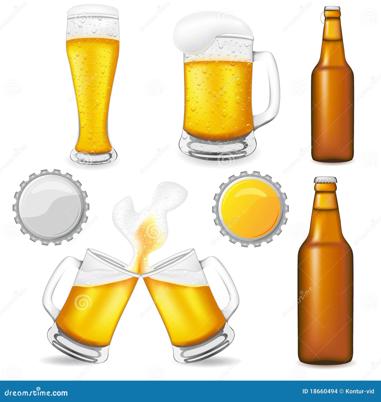 Set of Beer Vector Illustration Stock Illustration - Illustration of ...