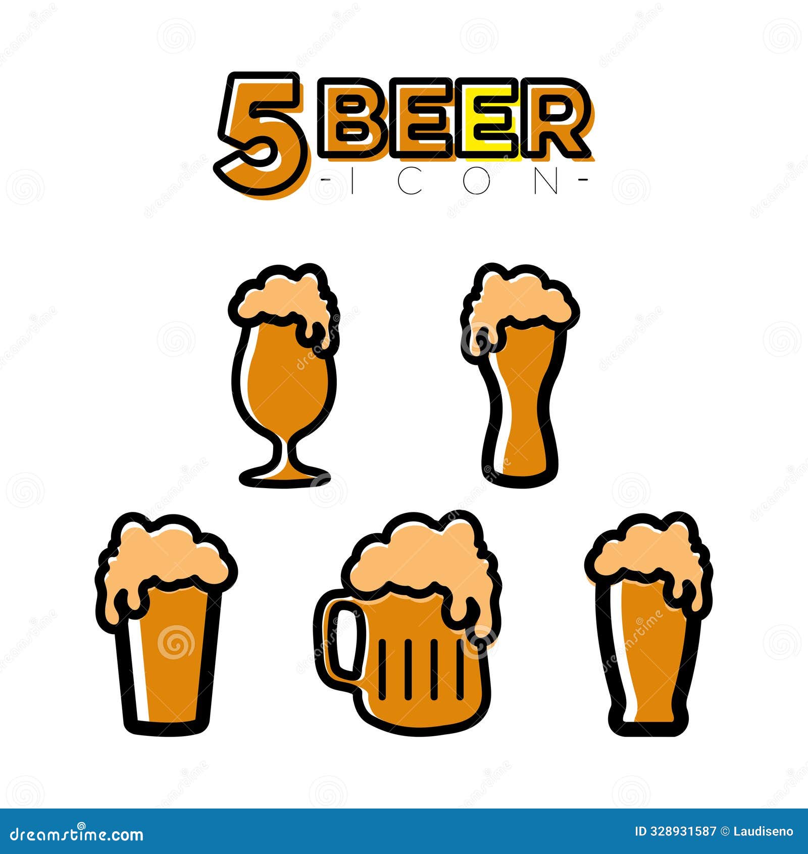 Set of Beers Icon Flat Design Vector Stock Illustration - Illustration ...