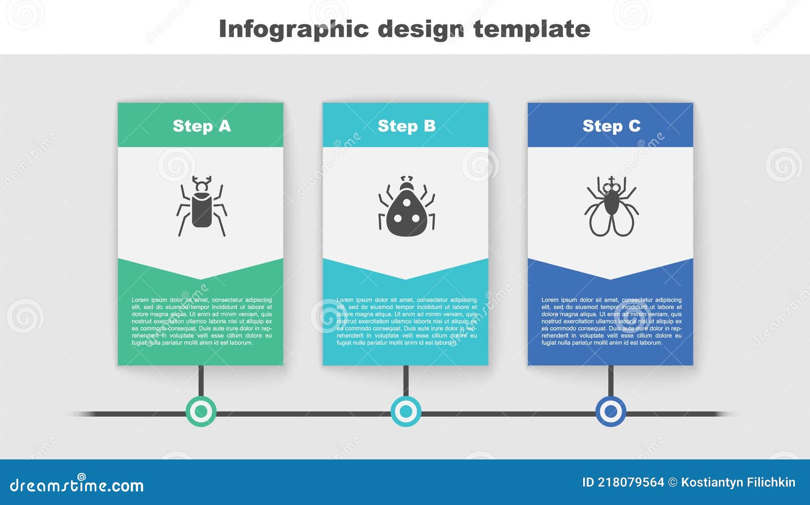 Set Beetle Bug, Ladybug and Insect Fly. Business Infographic Template ...
