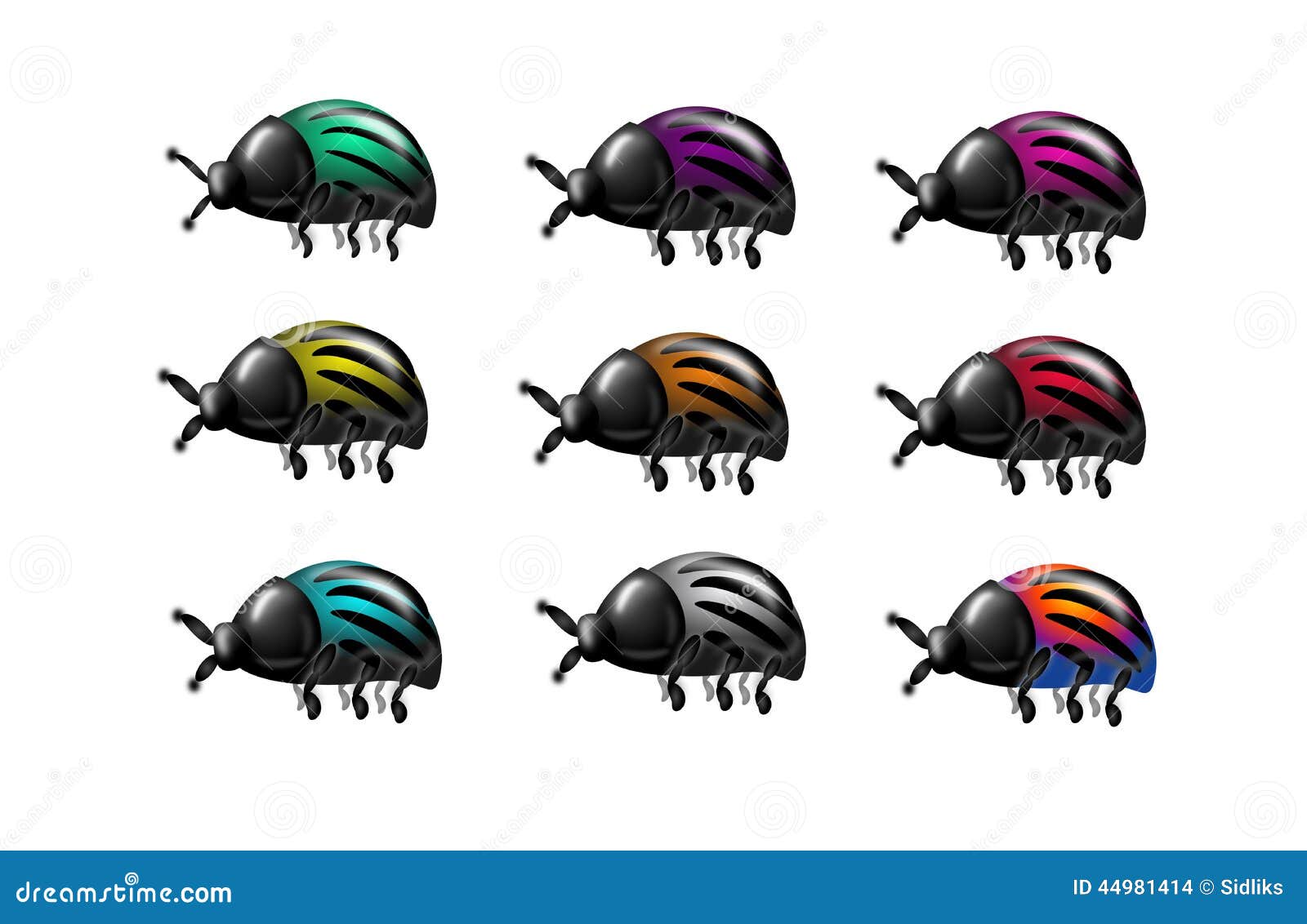Set of beetles stock illustration. Illustration of color - 44981414