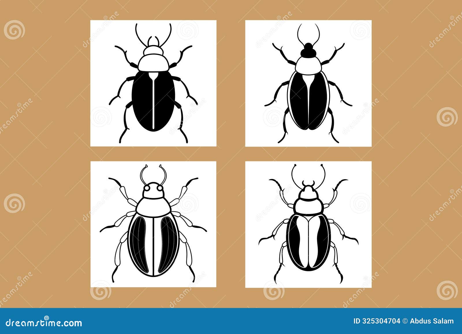 A Set of Beetles Vector Illustrations Stock Illustration - Illustration ...