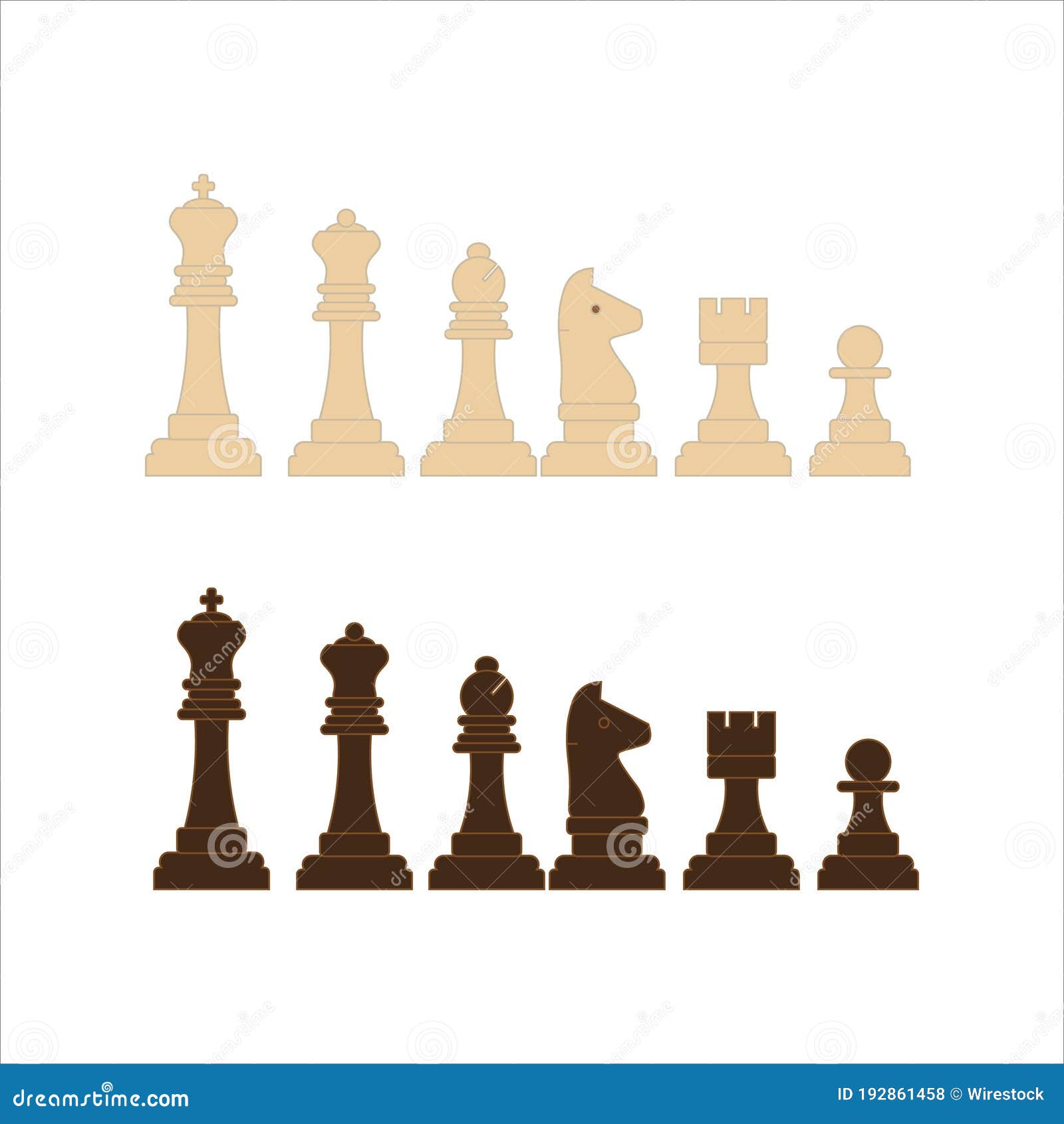 Set of Beige and Brown Chess Pieces Stock Illustration - Illustration ...