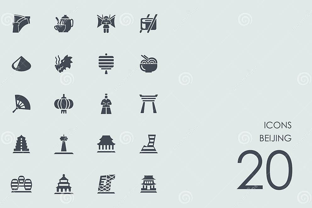 Set of Beijing icons stock vector. Illustration of asia - 81877729