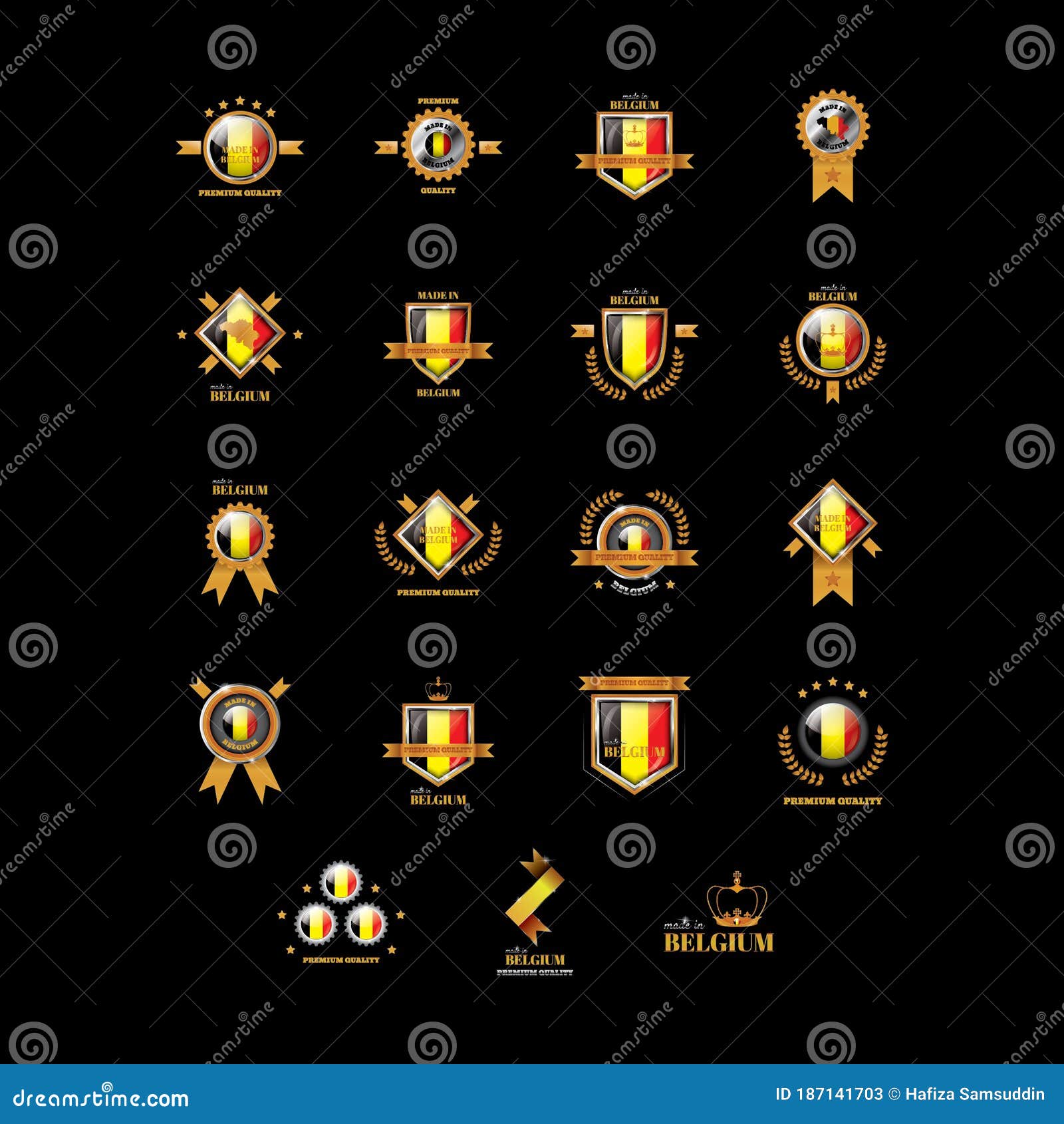 Set of Belgium Badges. Vector Illustration Decorative Design Stock ...