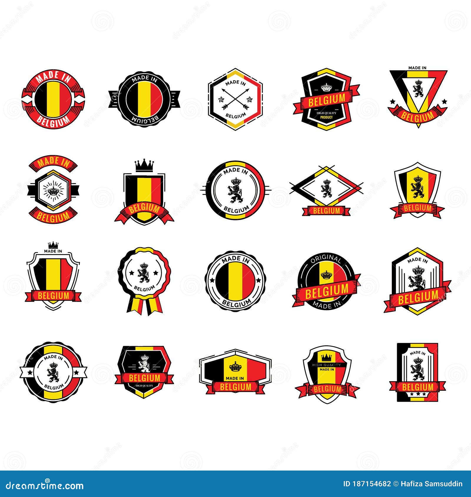 Set of Belgium Badges. Vector Illustration Decorative Design Stock ...