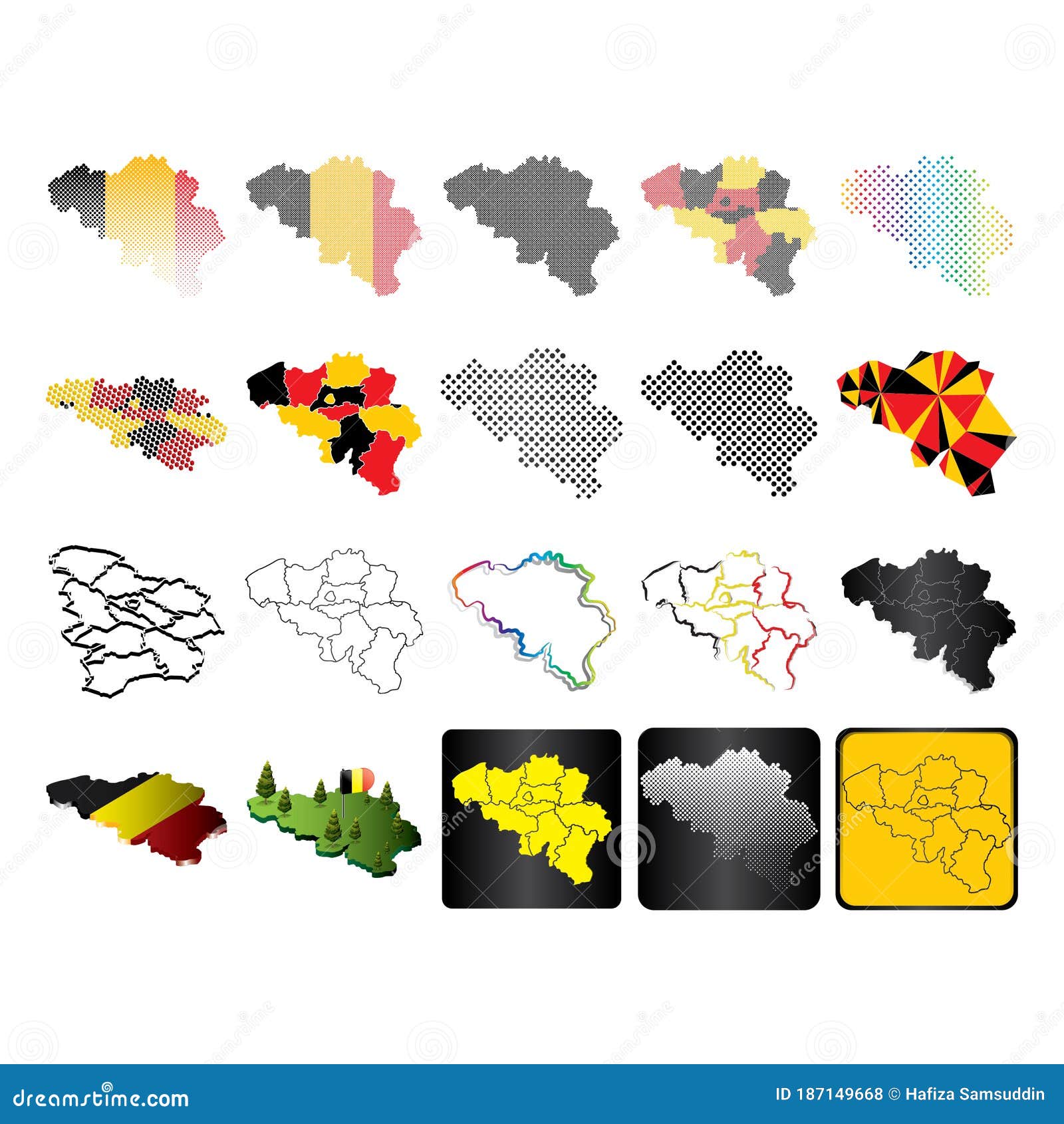 Set of Belgium Maps. Vector Illustration Decorative Design Stock Vector ...