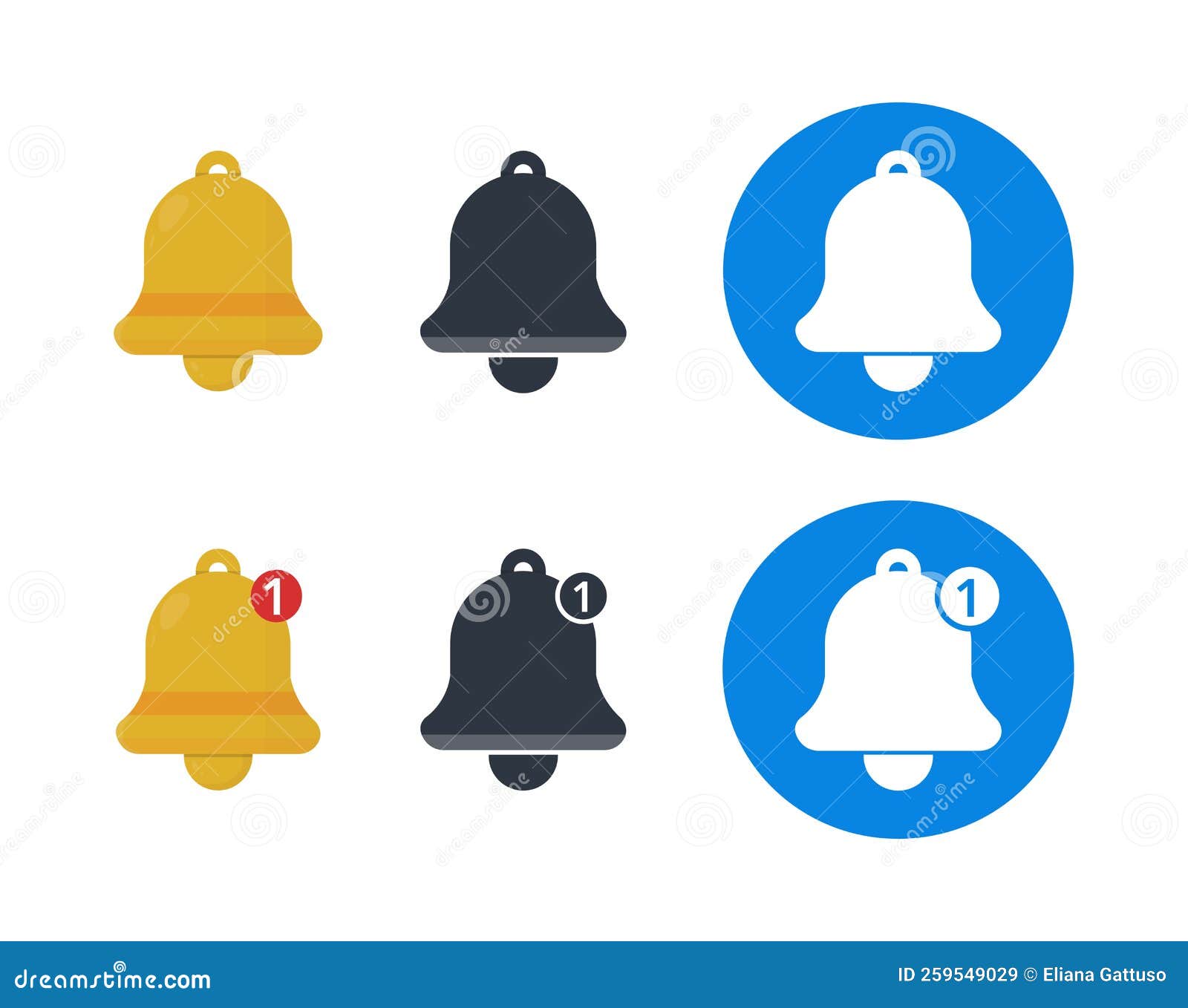 Set of Bell Icons. Concept of Alert Ringing, Reminders and ...