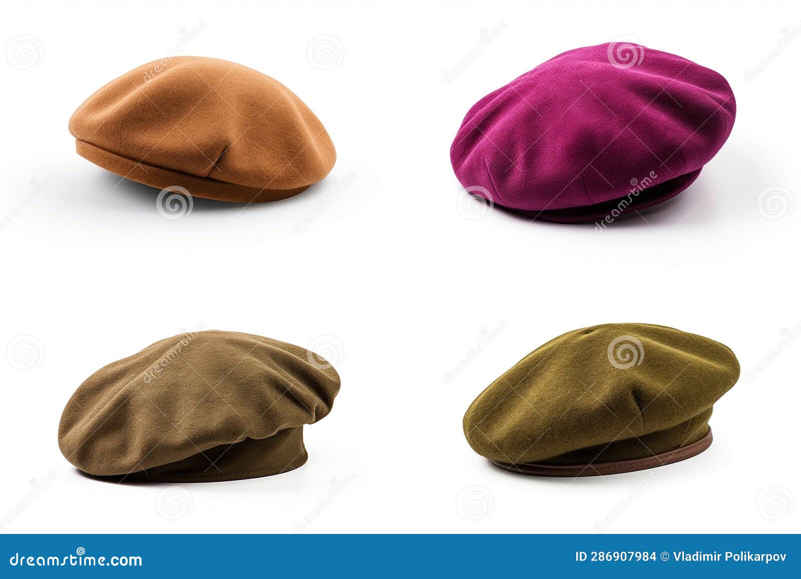 Set Of Berets Isolated On White Background Stock Photo | CartoonDealer ...