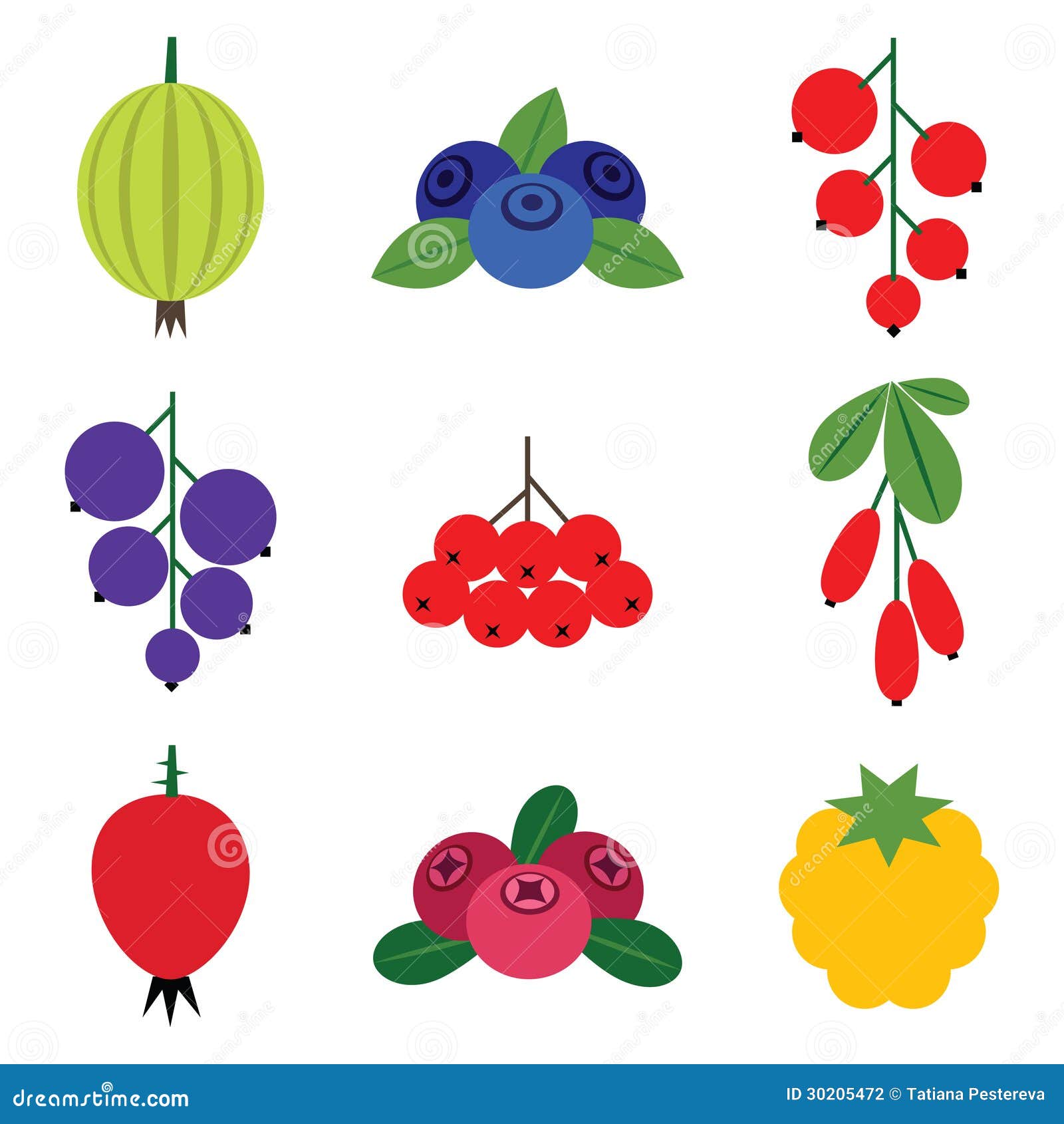 Berries set stock vector. Illustration of cute, yellow - 30205472