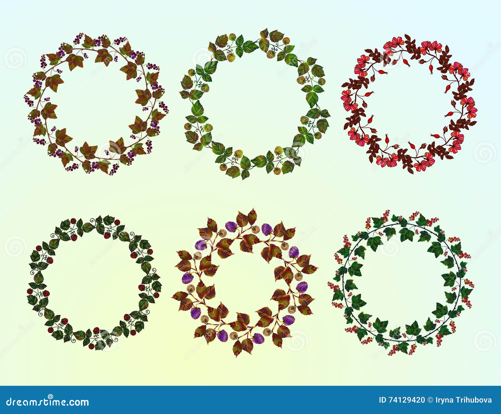Set of Berry Frames - Wreath. Stock Vector - Illustration of organic ...