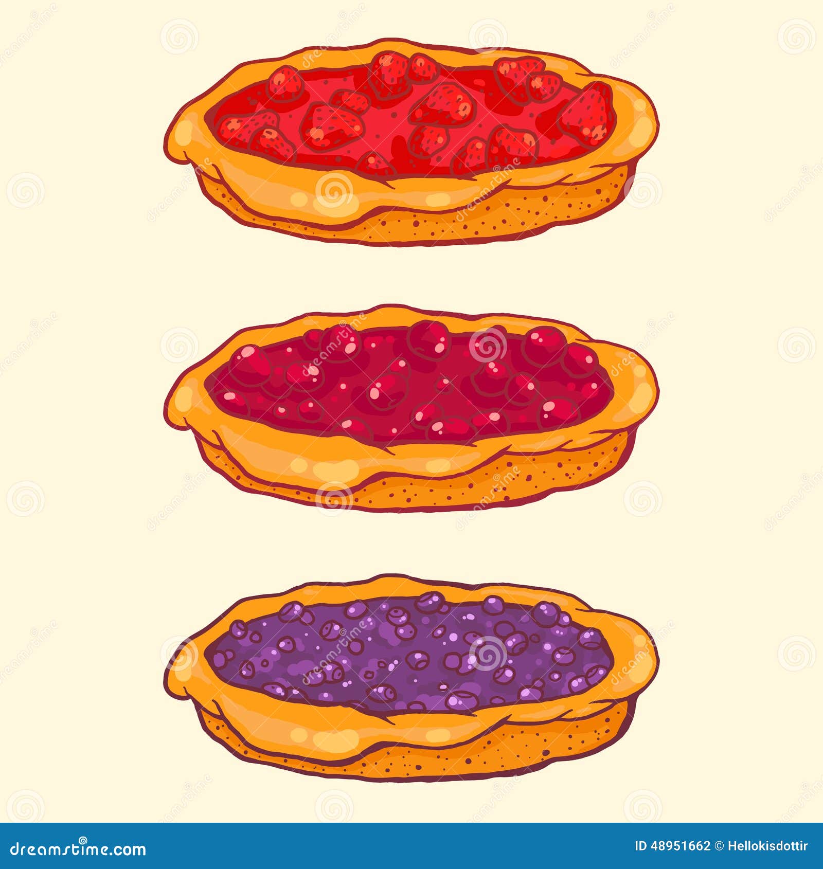 Set of Berry Pies - Strawberry, Cherry, Blueberry Stock Vector ...