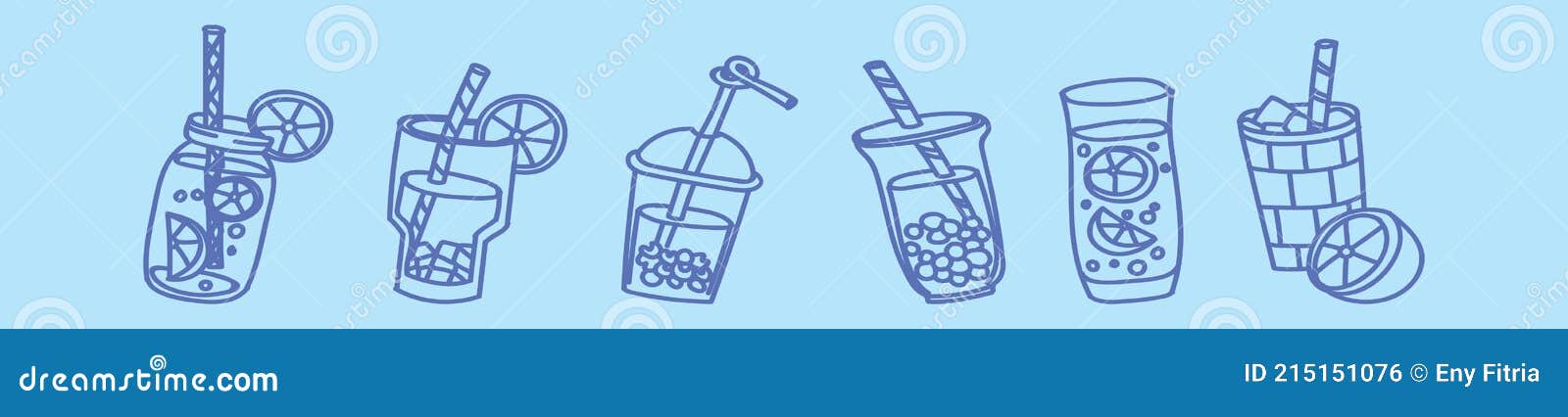 Set of Beverage Cartoon Icon Design Template with Various Models ...