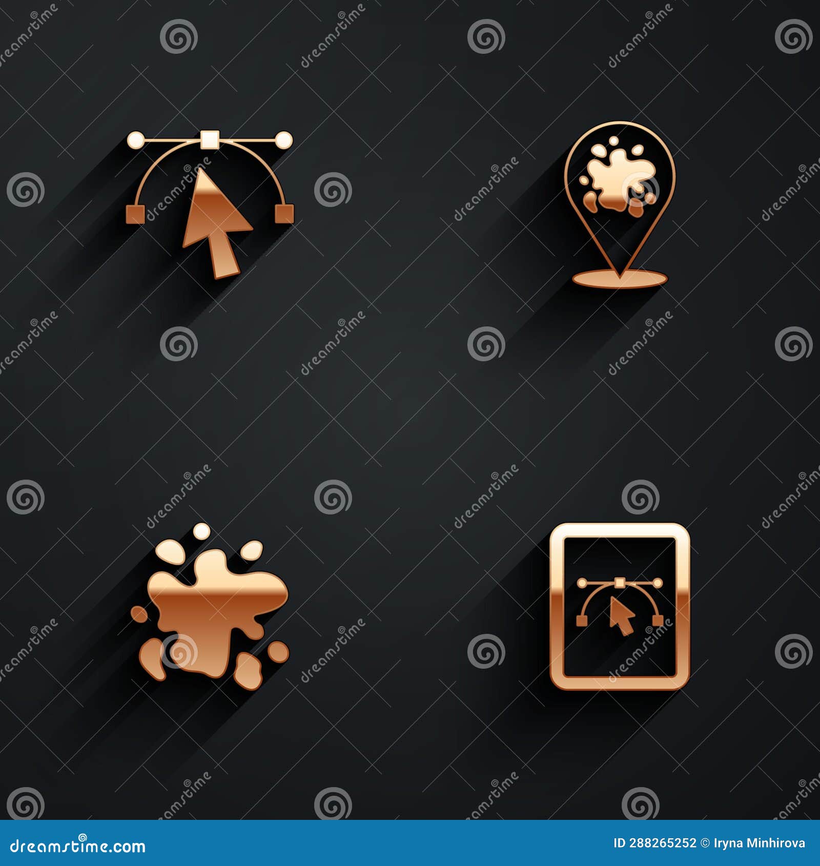 Set Bezier Curve, Paint Spray, and Computer with Design Program Icon ...