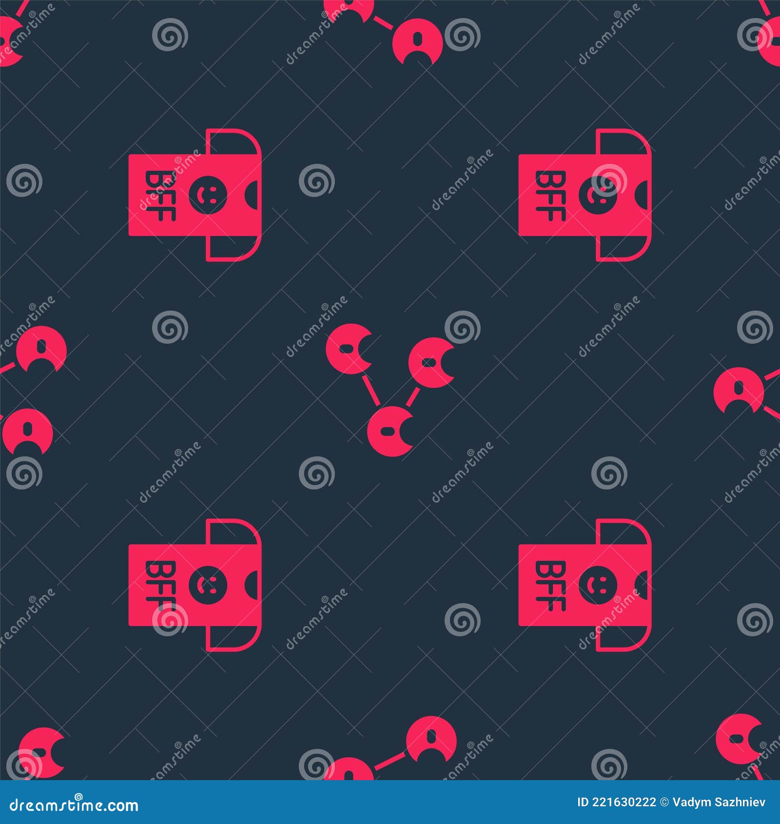 Set BFF or Best Friends Forever and on Seamless Pattern. Vector Stock ...