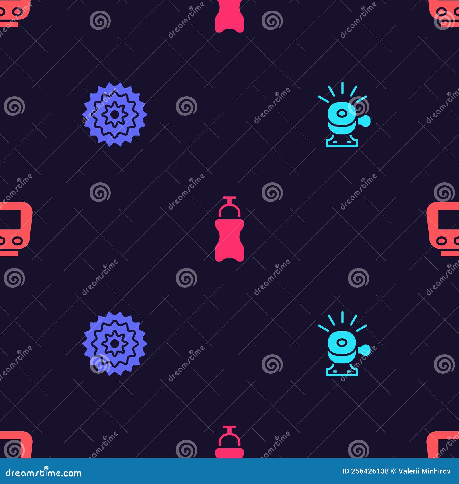 Set Bicycle Bell, Cassette, Sport Bottle with Water and Speedometer on ...