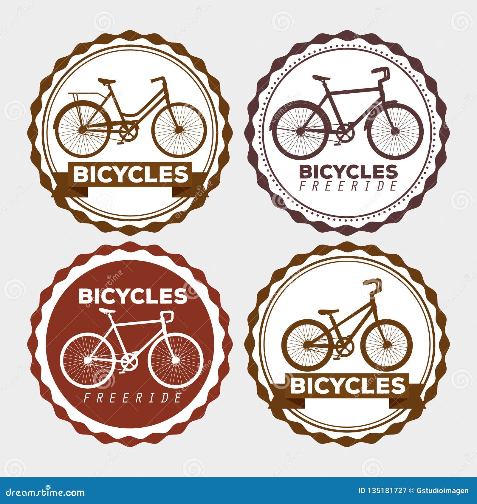 Set Bicycle Emblem Design Transport Stock Vector - Illustration of ...