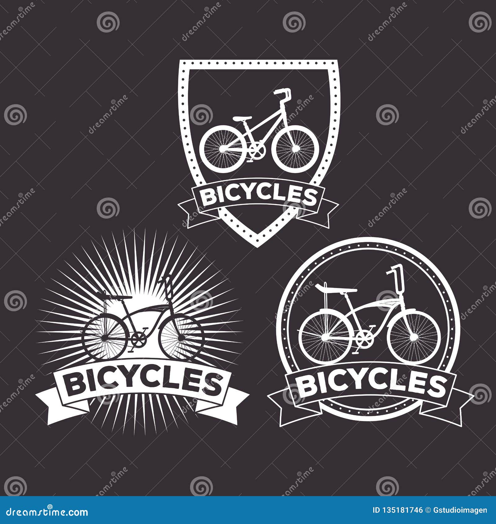 Set Bicycle Emblem Lifestyle Transport Stock Vector - Illustration of ...