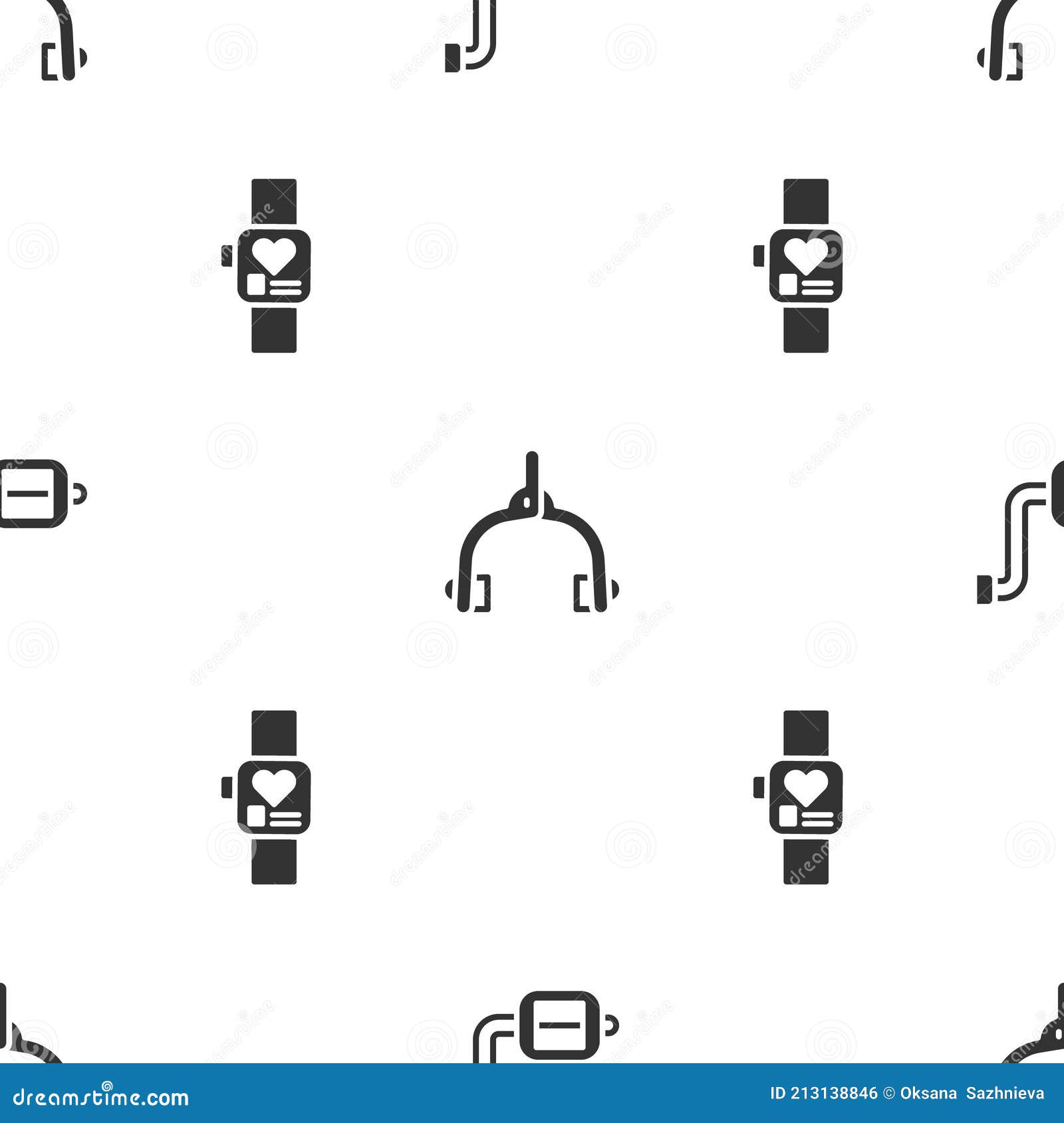 Set Bicycle Pedal, Brake Calipers and Smart Watch on Seamless Pattern ...