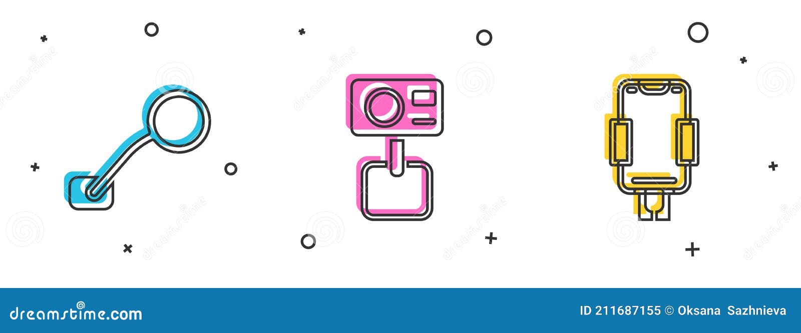 Set Bicycle Rear View Mirror, Action Extreme Camera and Mobile Holder ...