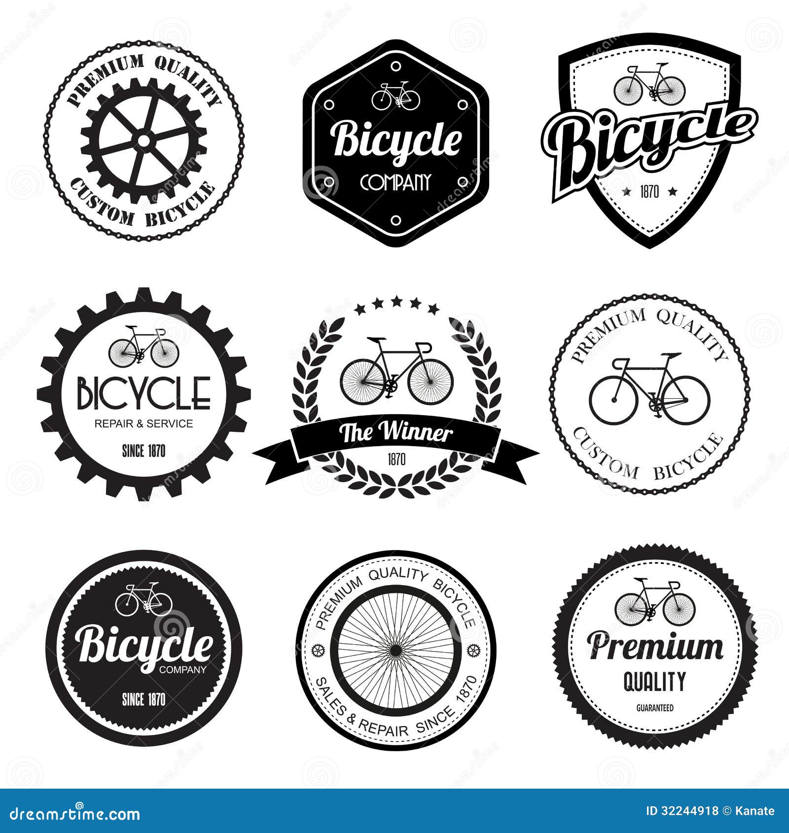 Set of Bicycle Retro Vintage Badges and Labels. Stock Vector ...