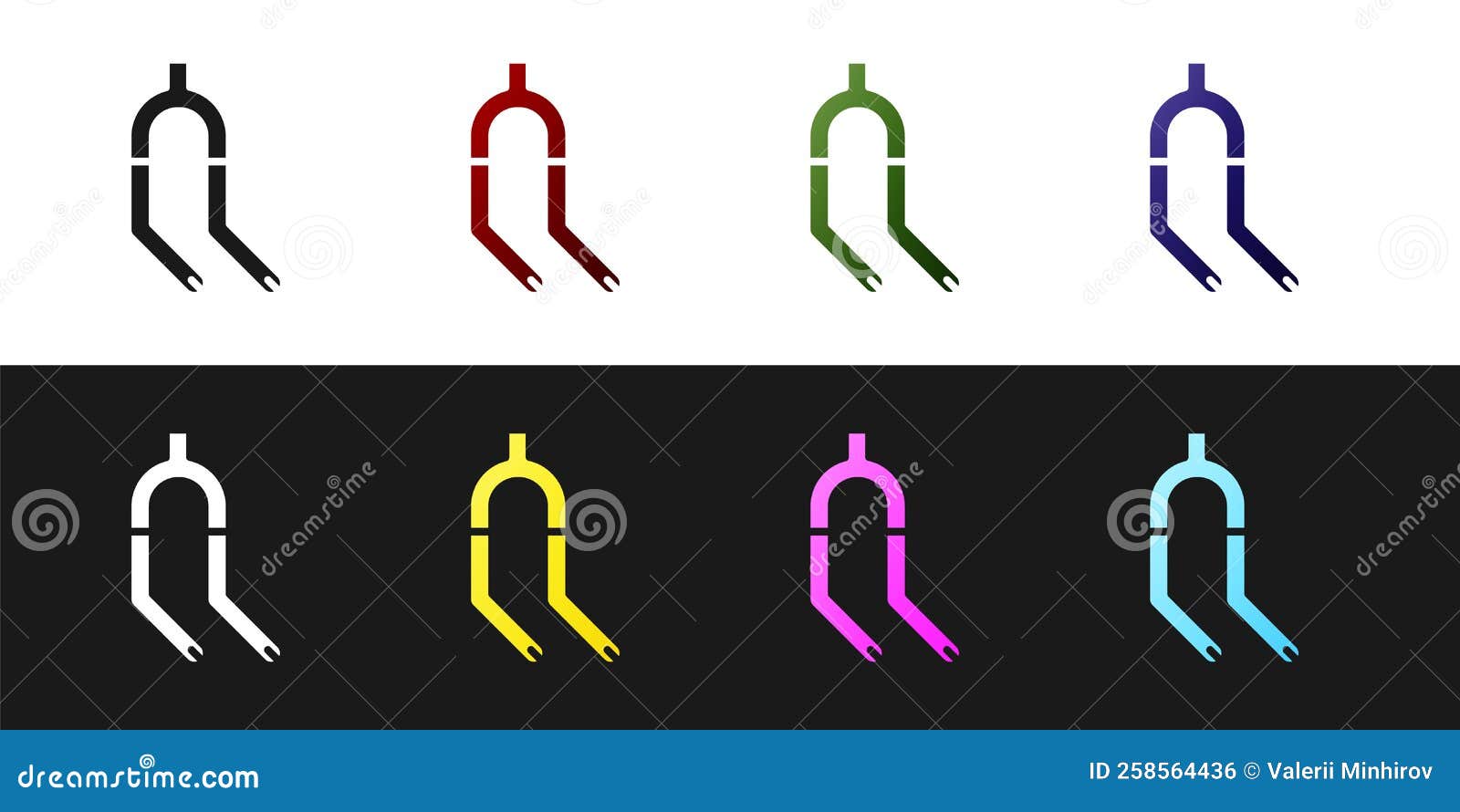 Set Bicycle Suspension Fork Icon Isolated on Black and White Background ... Set Bicycle Suspension Fork Icon Isolated on Black and White Background ...