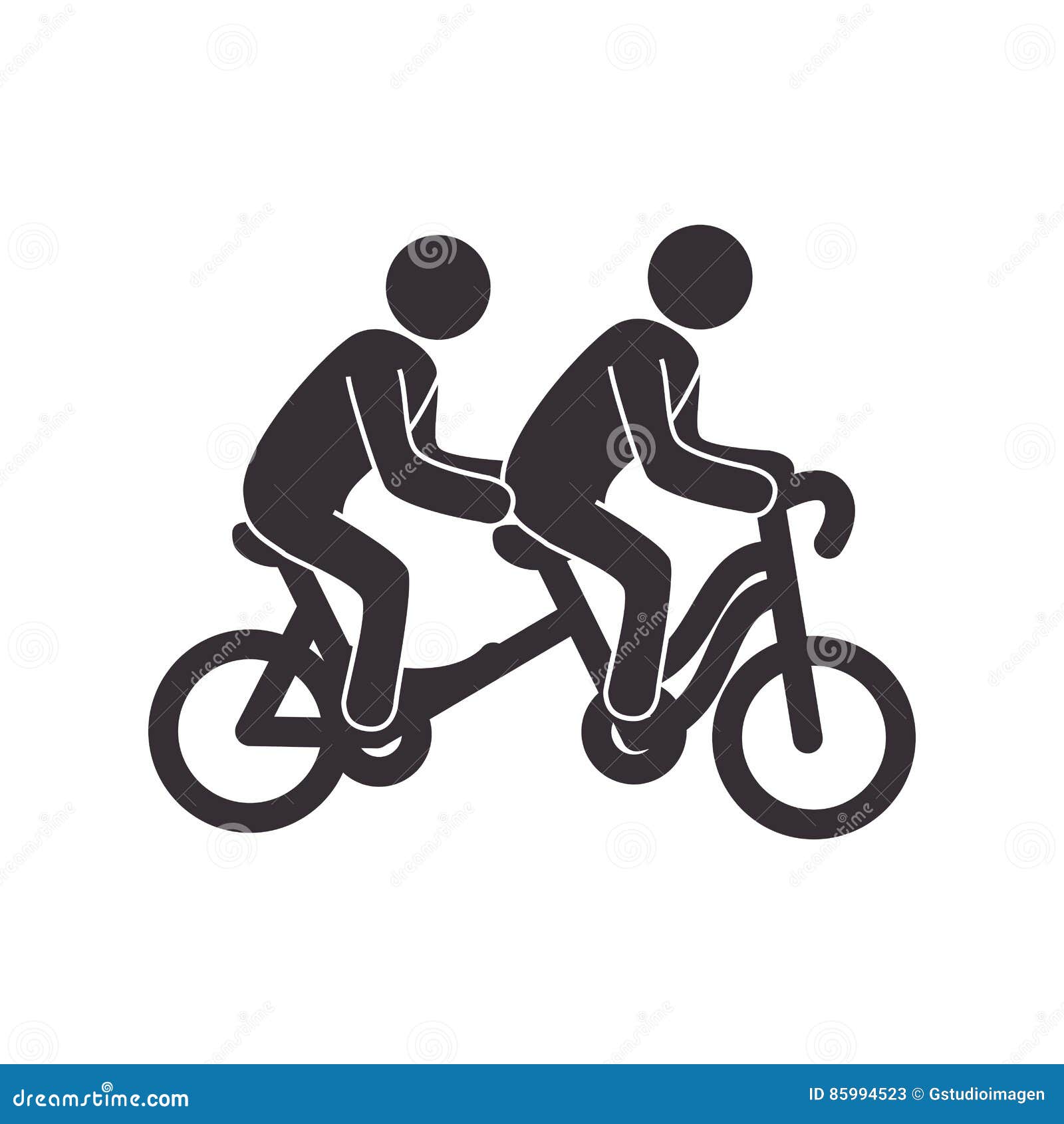 Set with Bicycle Tandem and People Pictograms Stock Vector ...