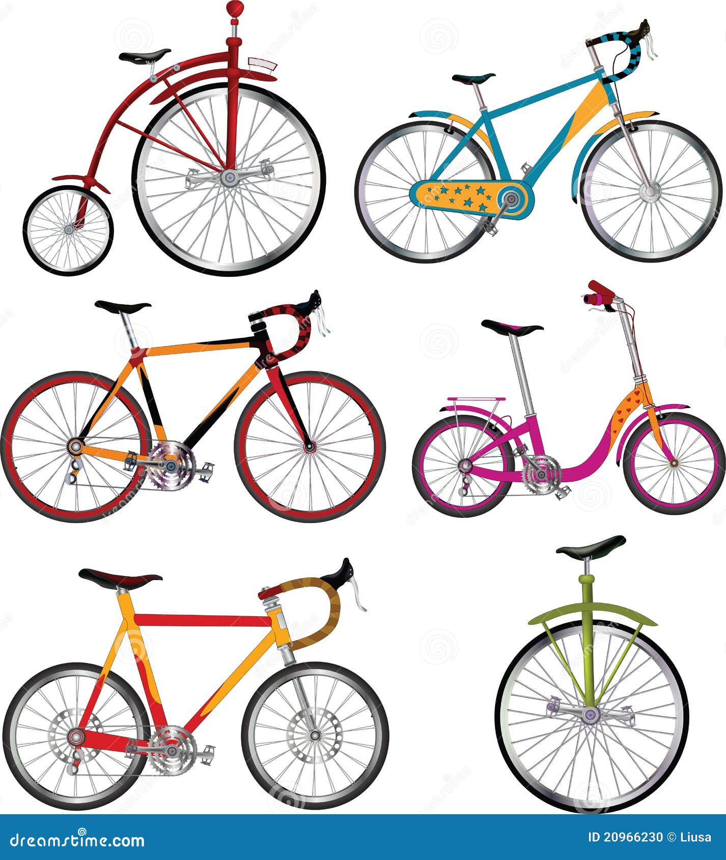 Set of bicycles stock vector. Illustration of bikes, isolated - 20966230