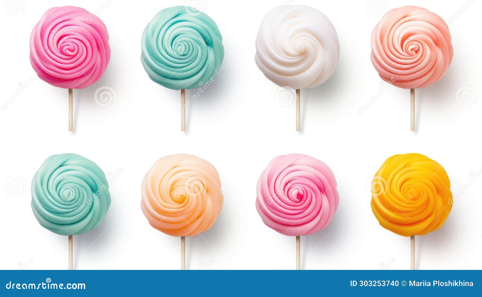 Set Of Big Colorful Pastel Candies On White Background Stock Photo ...