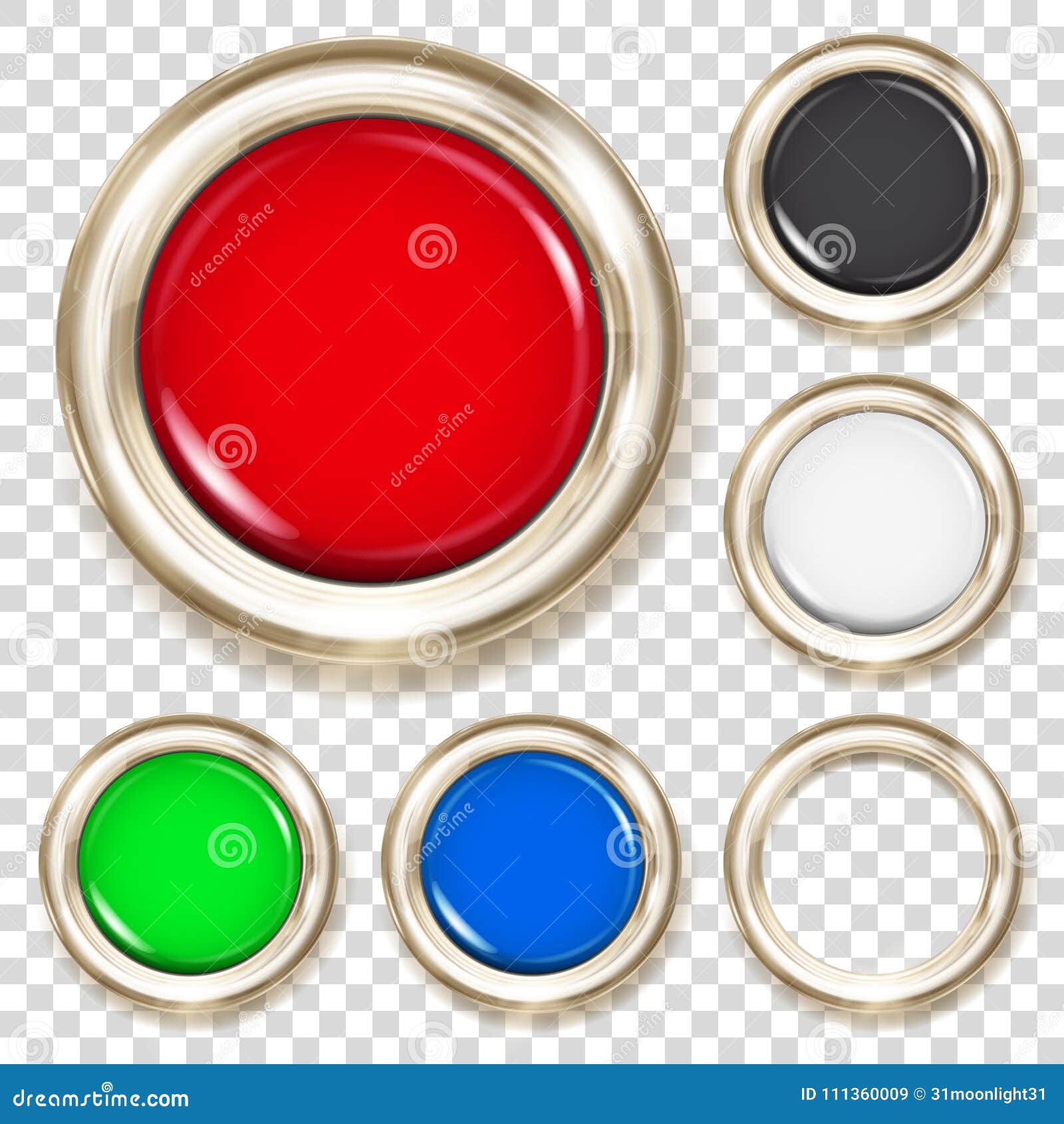 Set of Colored Plastic Buttons Stock Vector - Illustration of metallic ...