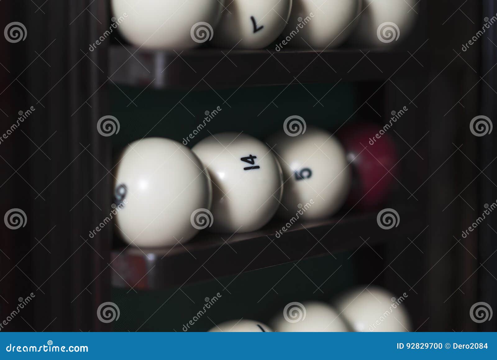 Set of Billiard Balls on the Rack, an Angle Stock Photo - Image of hall ...
