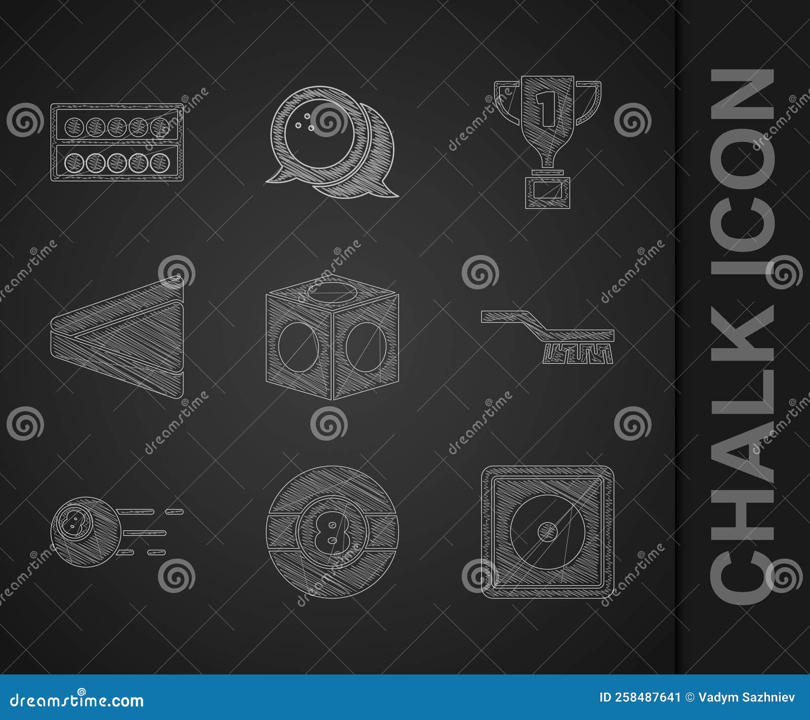 Set Billiard Chalk, Ball, Pool Table Brush, Triangle, Award Cup and ...