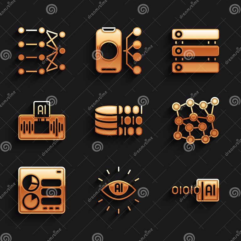 Set Binary Code Artificial Intelligence Ai Neural Network Computer Api Interface Server
