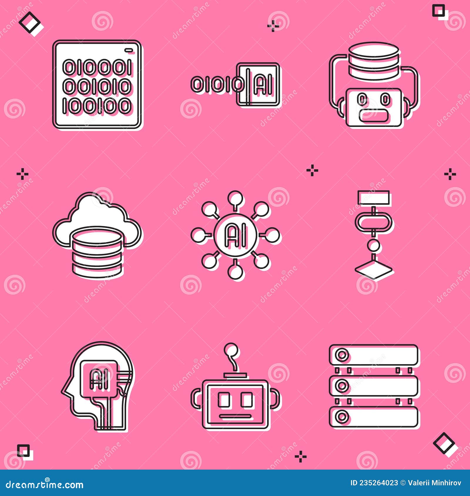 Set Binary Code, Artificial Intelligence Robot, Cloud Database, Neural ... Set Binary Code, Artificial Intelligence Robot, Cloud Database, Neural ...