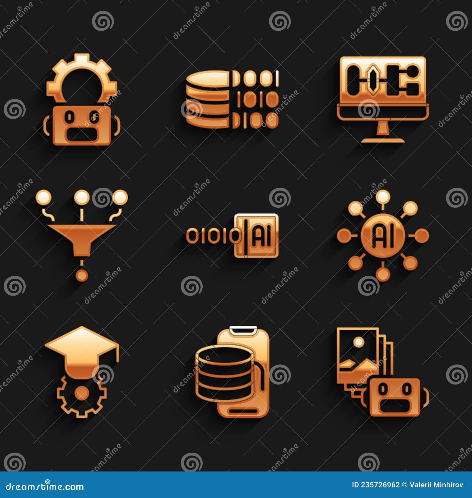 Set Binary Code Cloud Technology Data Transfer Artificial Intelligence Robot Neural Network