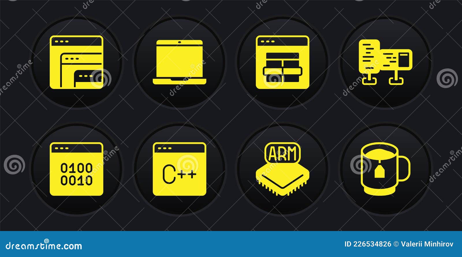 Set Binary Code, Computer Monitor Screen, Software, Processor, MySQL ... Set Binary Code, Computer Monitor Screen, Software, Processor, MySQL ...