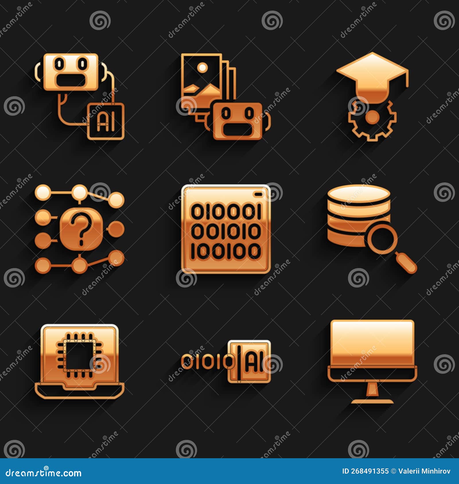 Set Binary Code, Computer Monitor, Server, Processor CPU, Neural ... Set Binary Code, Computer Monitor, Server, Processor CPU, Neural ...