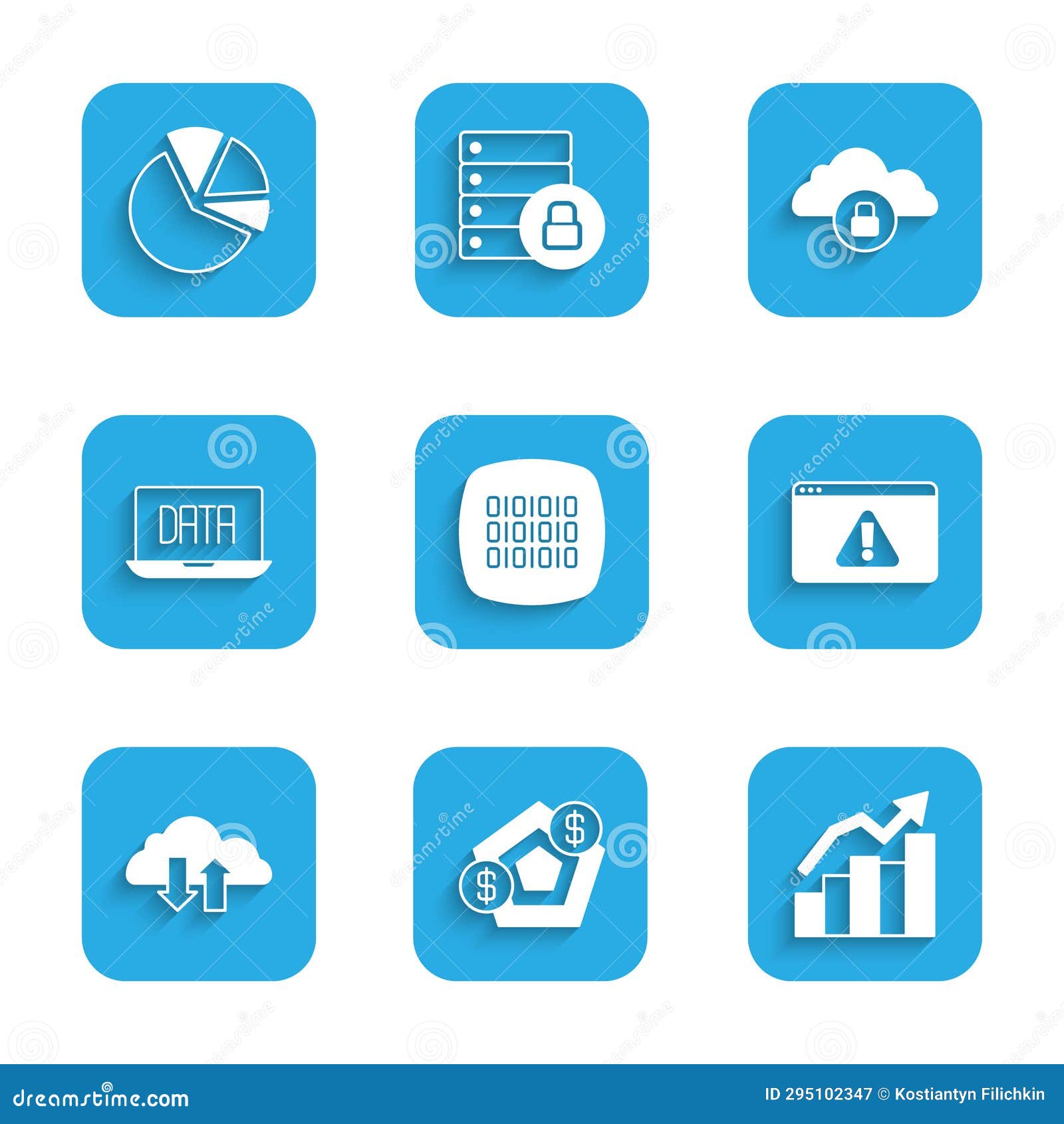 Set Binary Code, Financial Growth, Browser with Exclamation Mark, Cloud ... Set Binary Code, Financial Growth, Browser with Exclamation Mark, Cloud ...