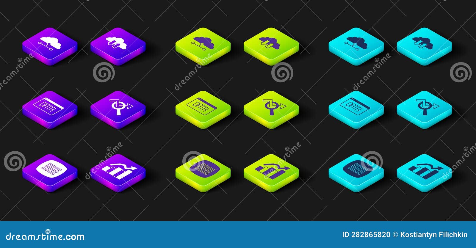 Set Binary Code, Financial Growth, Data Analysis, Search Data, Cloud Download and Upload and ...