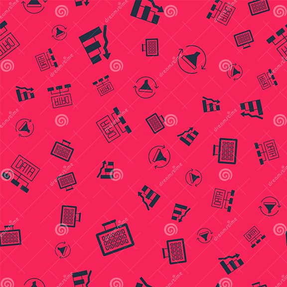 Set Binary Code, Financial Growth Decrease, Data Analysis and Sales Funnel with Chart on ...