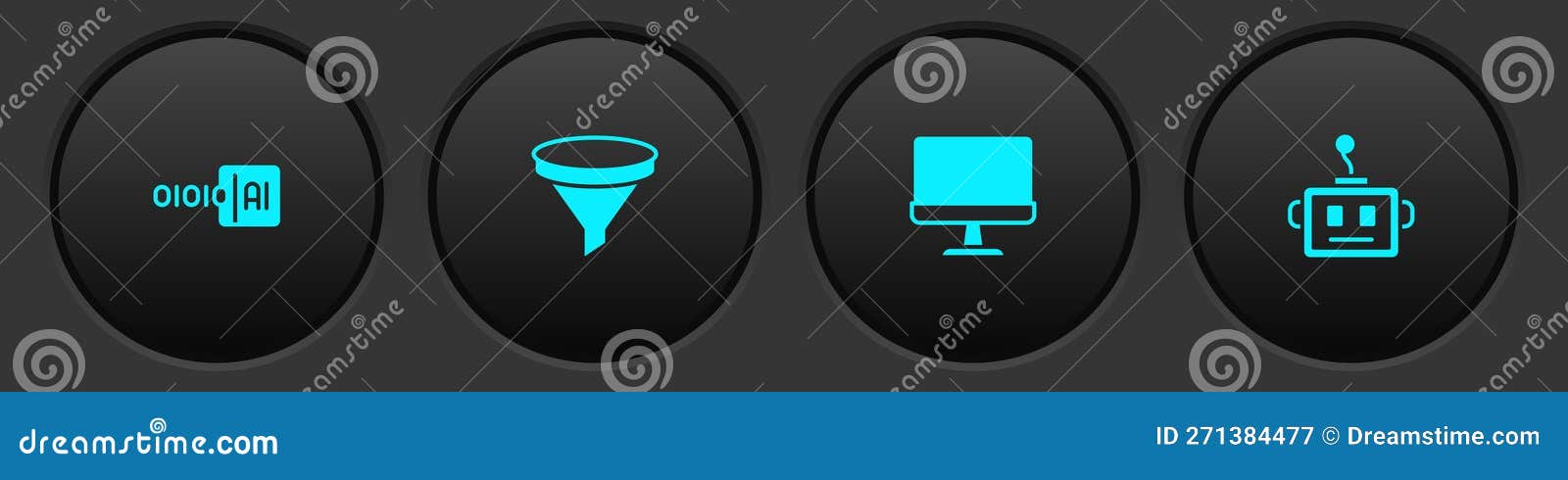Set Binary Code, Funnel or Filter, Computer Monitor and Artificial ... Set Binary Code, Funnel or Filter, Computer Monitor and Artificial ...