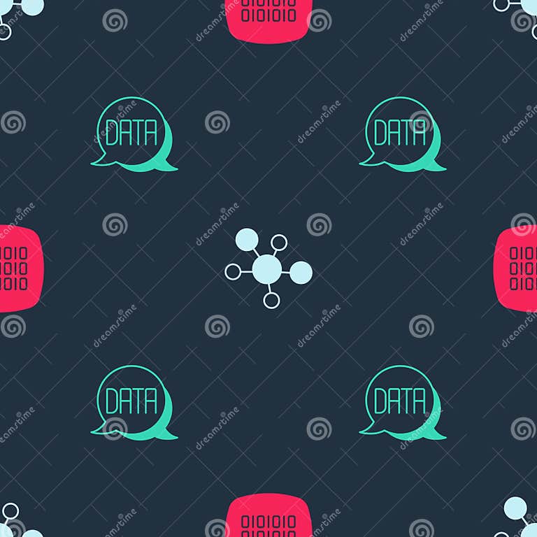 Set Binary Code, Mind Map Infographic and Data Analysis on Seamless Pattern. Vector Stock Vector ...