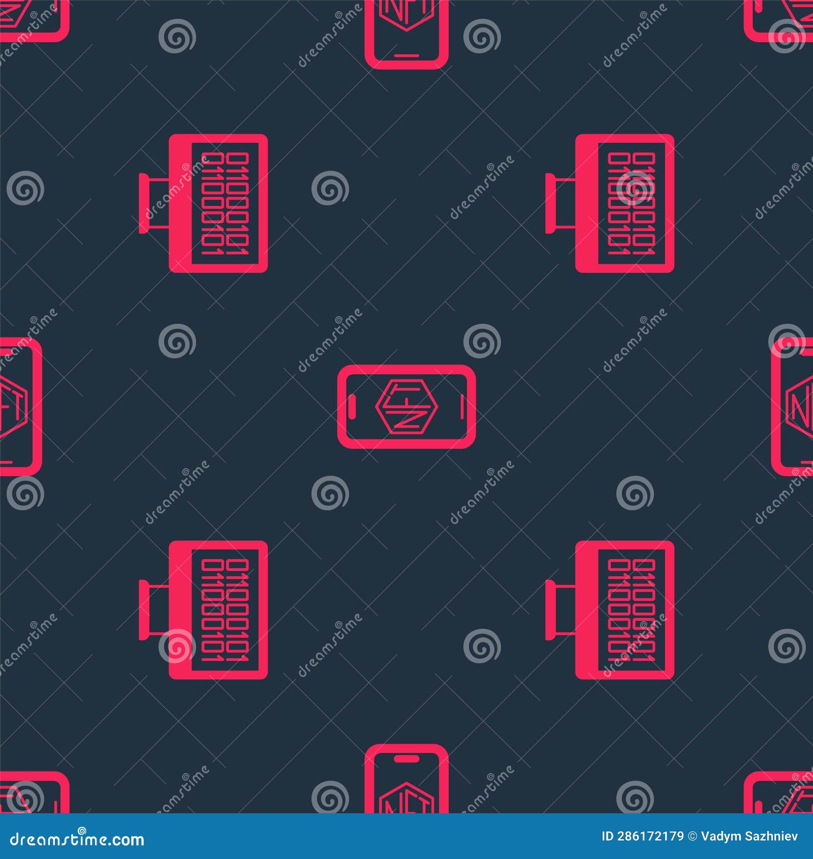 Set Binary Code and Mobile with Art Store App on Seamless Pattern ... Set Binary Code and Mobile with Art Store App on Seamless Pattern ...