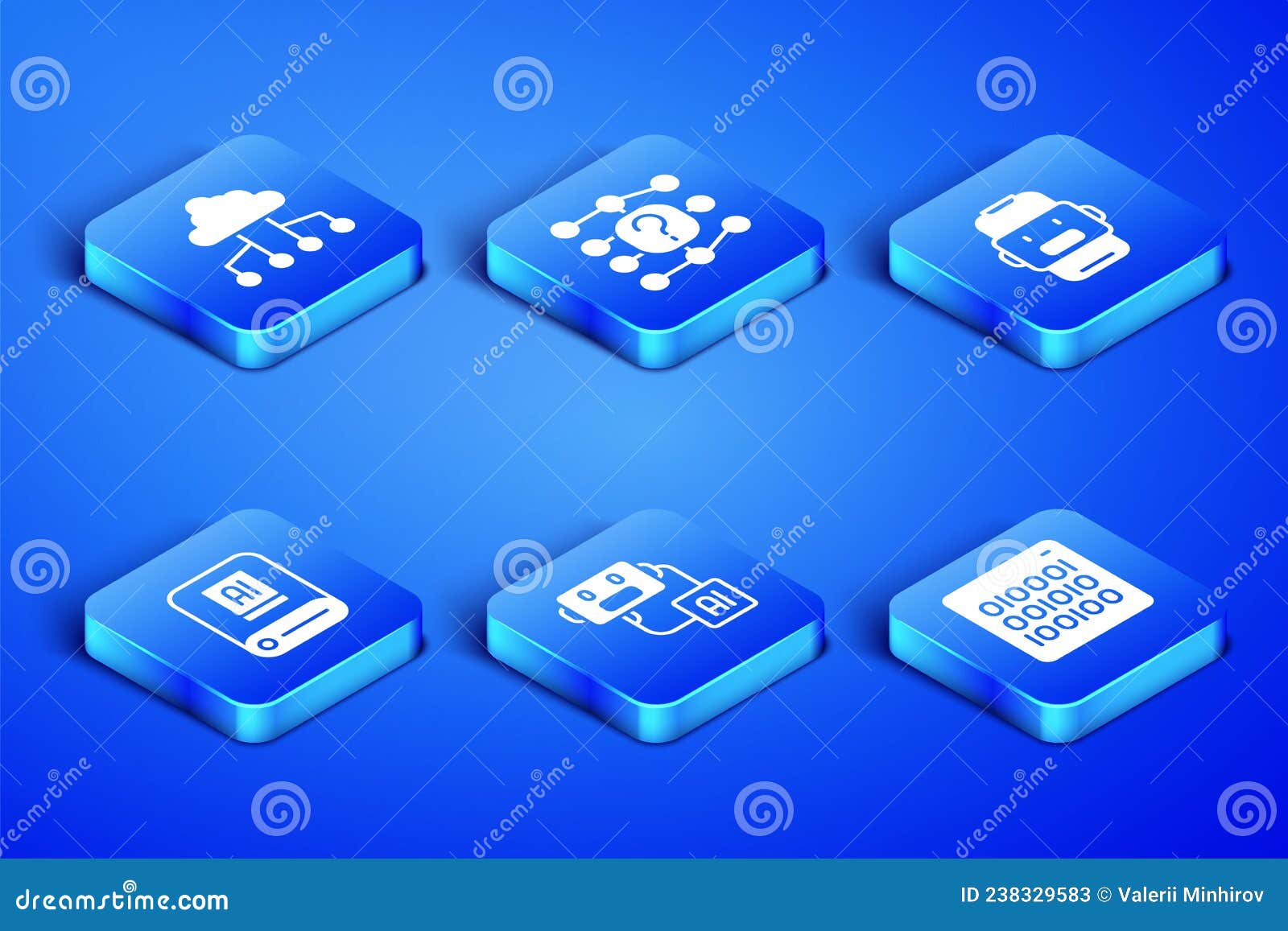 Set Binary Code, Network Cloud Connection, Artificial Intelligence Robot, AI, Neural Network and ...