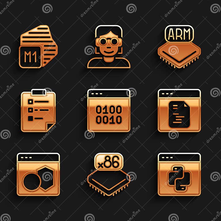 Set Binary Code, Processor with Microcircuits CPU, Python Programming Language, Software ...