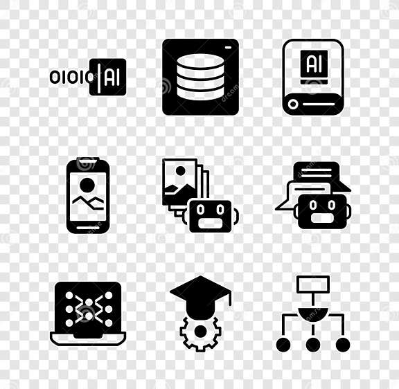 Set Binary Code, Server, Data, Artificial Intelligence AI, Neural Network, Graduation Cap ...