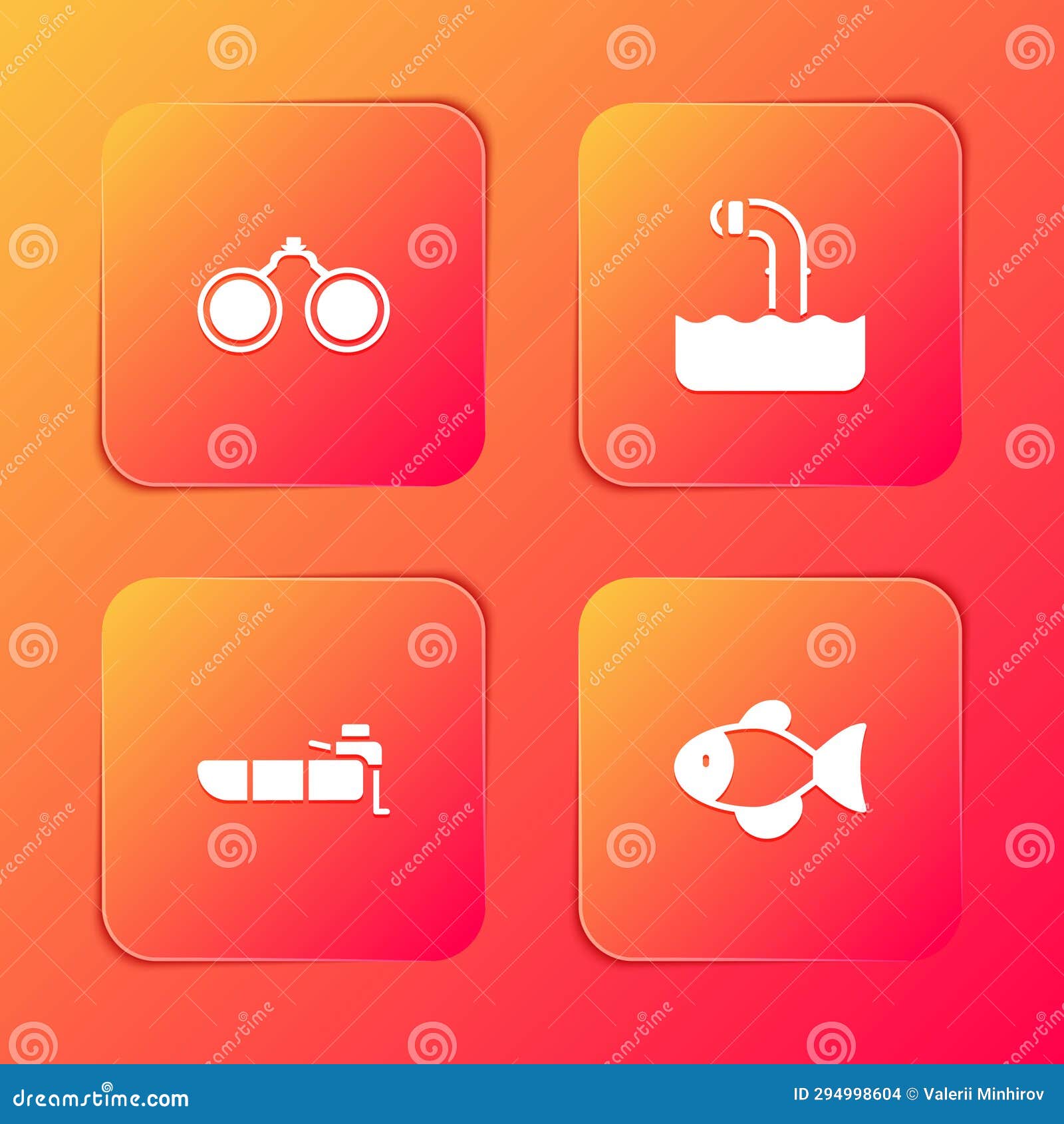 Set Binoculars, Periscope, Shark Fin Ocean Wave, Ship Porthole, Life ...