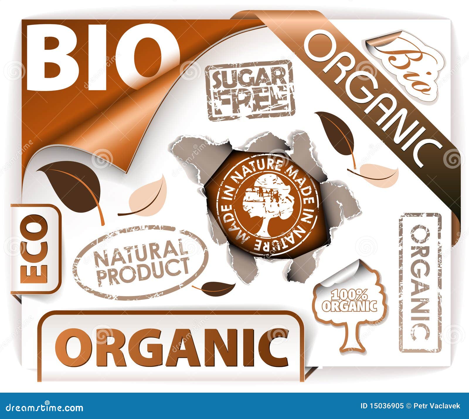 Set of Bio, Eco, Organic Elements Stock Illustration - Illustration of ...